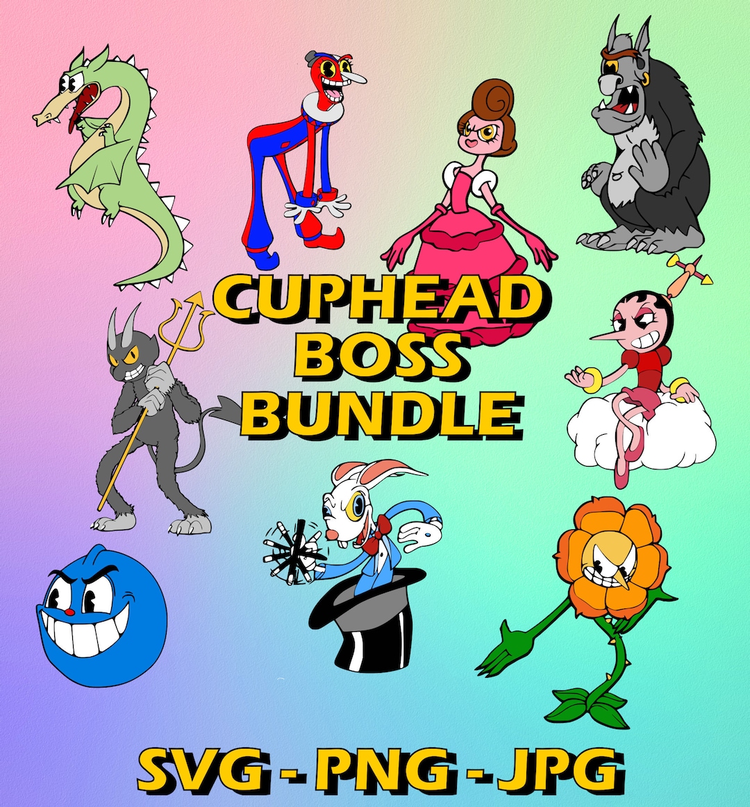 Cuphead Bosses SVG Bundle - Etsy