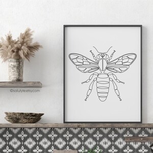 Bee One Line Art Bumble Bee Line Drawing Bee Motive Art - Etsy