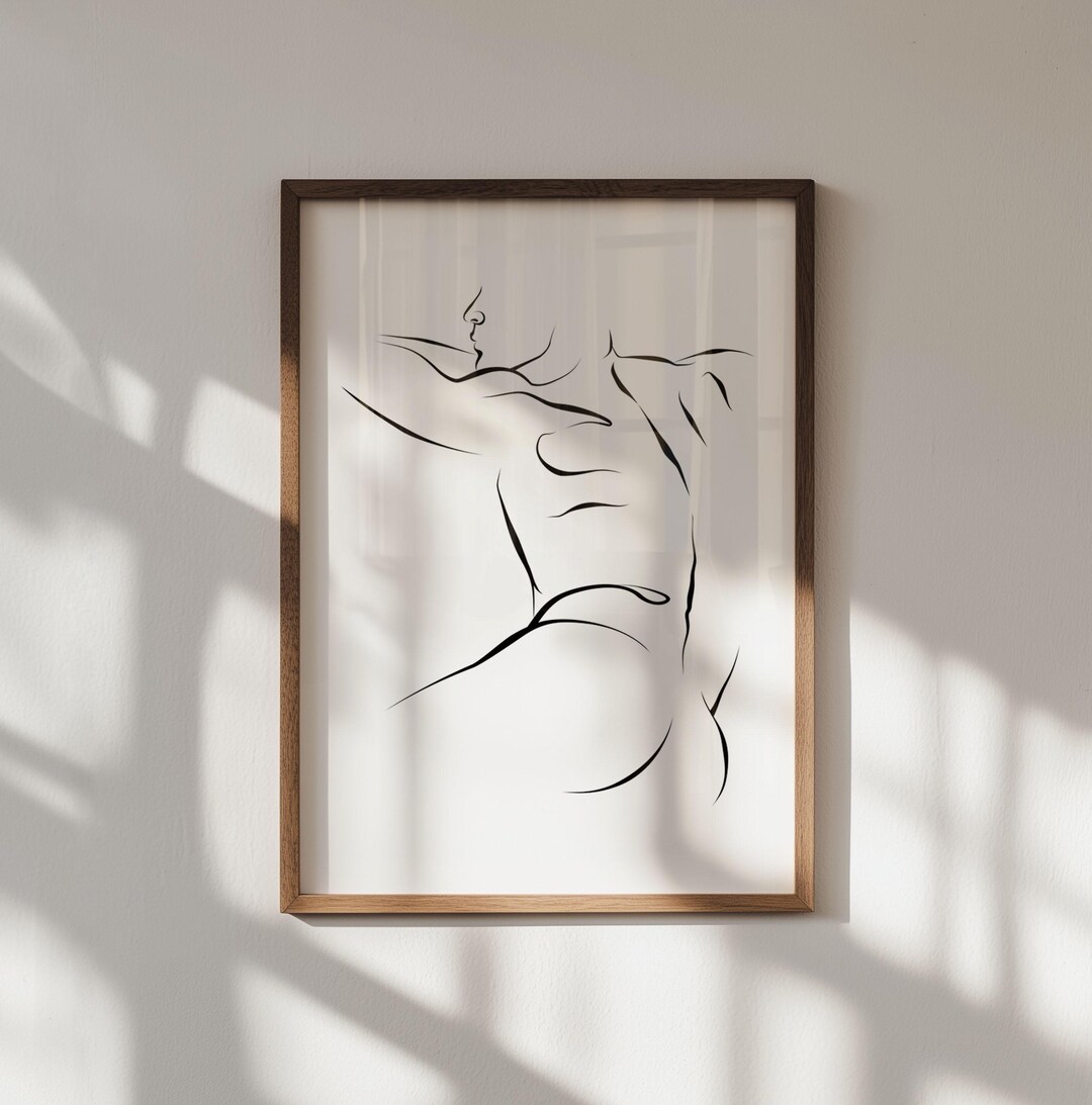 Male Figure Line Art Print: Abstract Masculine Wall Decor (digital ...