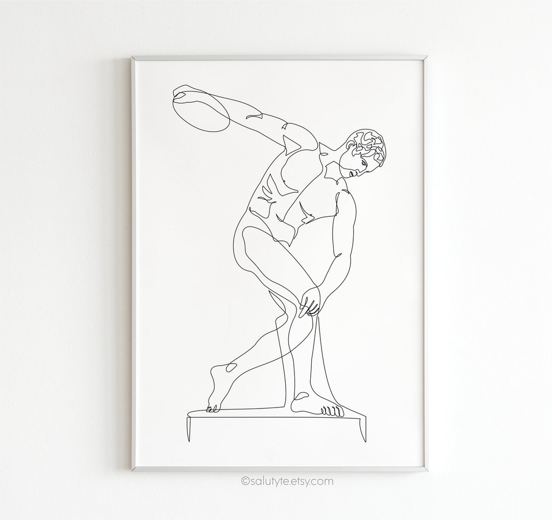 Greek Art, Statue One Line Art, Statue by Myron Print, the Discobolus ...