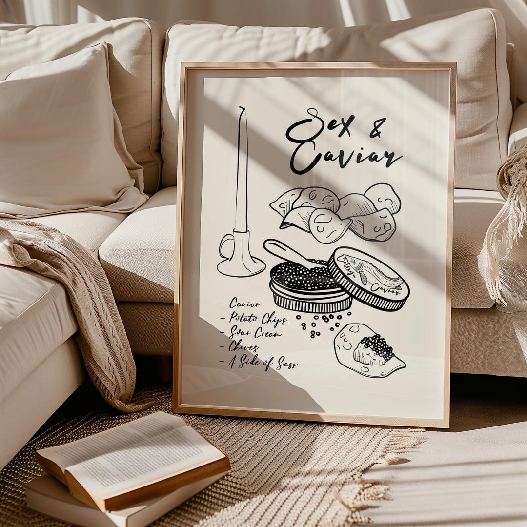 Sex & Caviar Poster, Bold Foodie Wall Art, Sensual Kitchen Print, Luxe ...