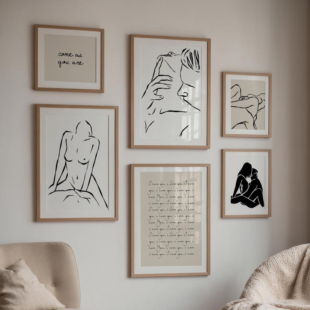 Couple Art: Gallery Wall Set of 6 Prints, Intimate Wall Decor Bundle ...