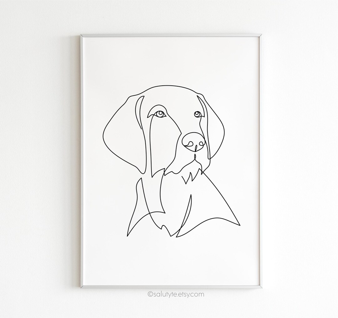 Vizsla Line Art, Minimalist Pet Portrait Illustration, Dog One Line Art ...