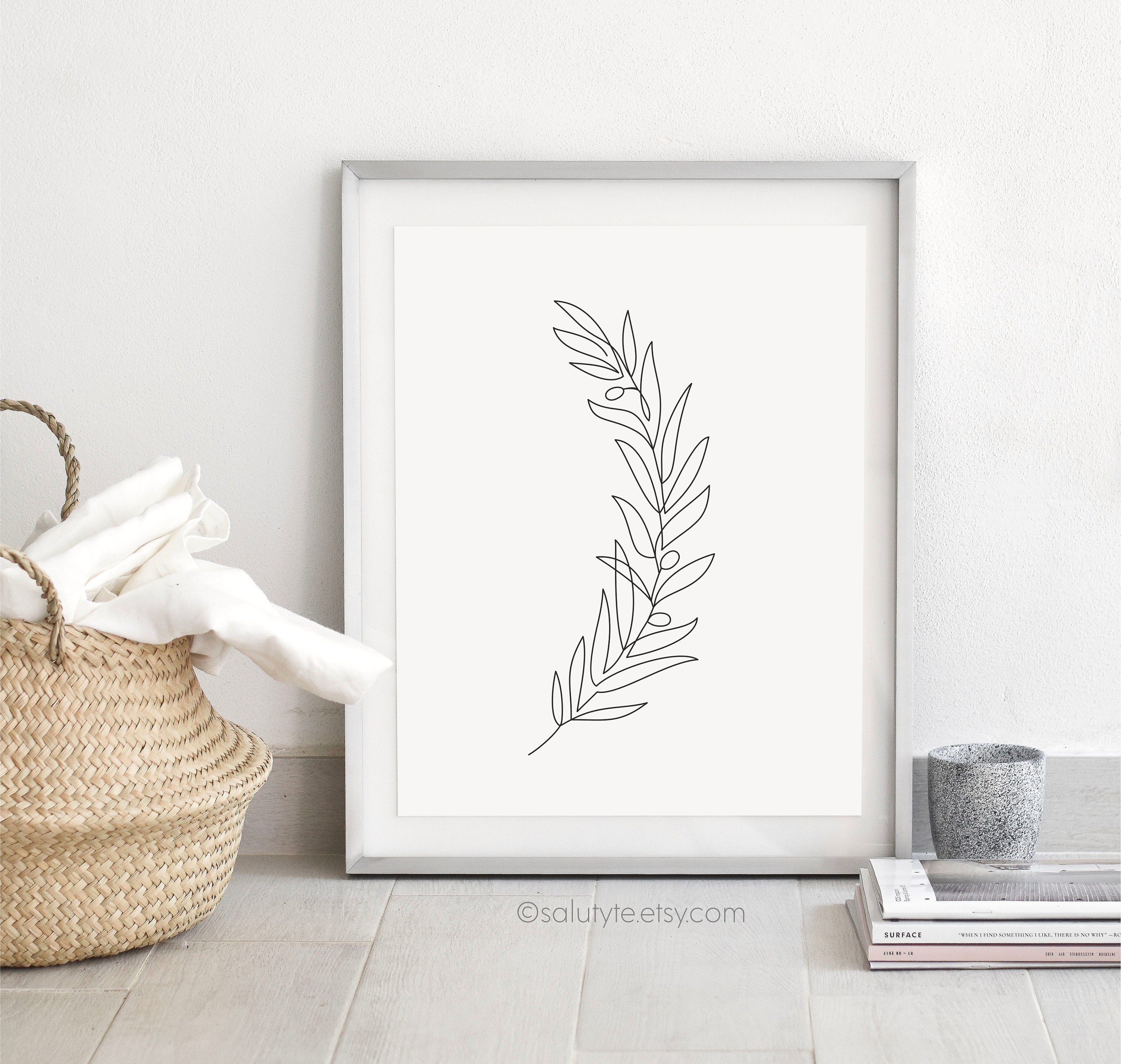 Olive Branch One Line Art Olive Tree Wall Art Olive Plant | Etsy