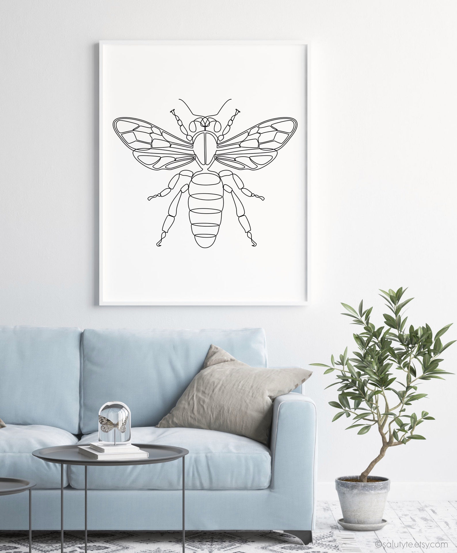 Bee One Line Art Bumble Bee Line Drawing Bee Motive Art | Etsy