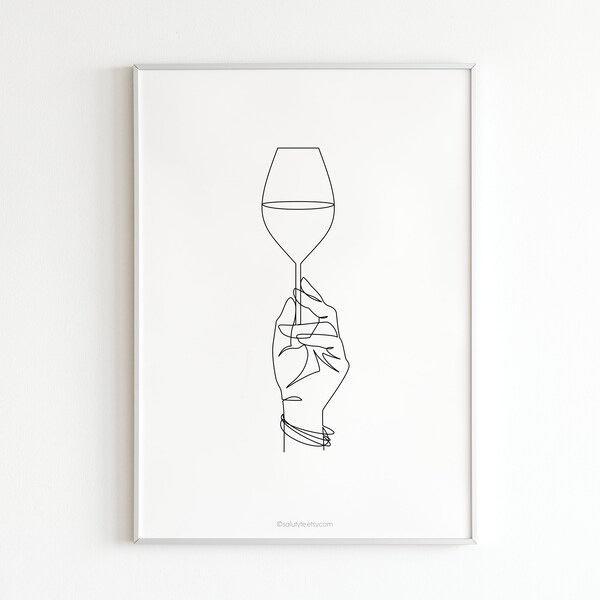 Wine Glass Line Art - Etsy
