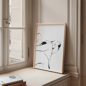Erotic Line Art Print: Intimate Couple Painting, Minimalist Nude Sketch ...