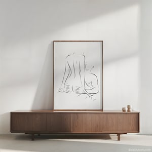 Romantic Couple Line Art, Intimate Minimalist Drawing, Nude Couple ...
