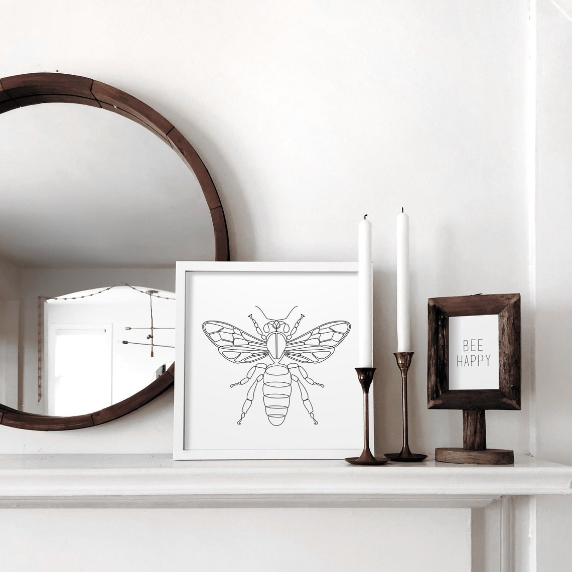 Bee One Line Art Bumble Bee Line Drawing Bee Motive Art | Etsy