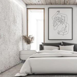 Passionate Couple Line Art Print, Intimate Embrace Line Art, Choke Kiss ...