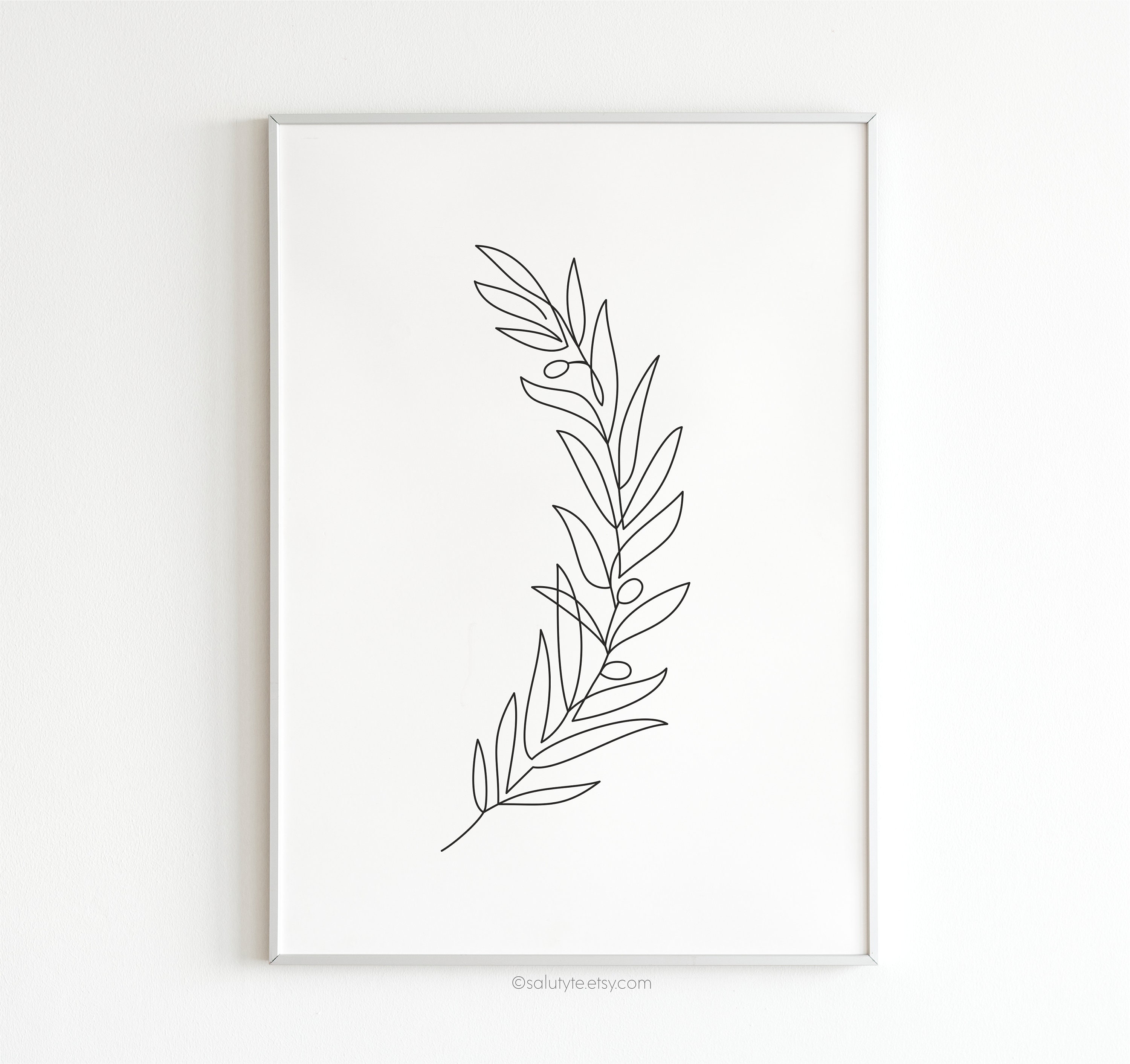 Olive Branch One Line Art Olive Tree Wall Art Olive Plant | Etsy