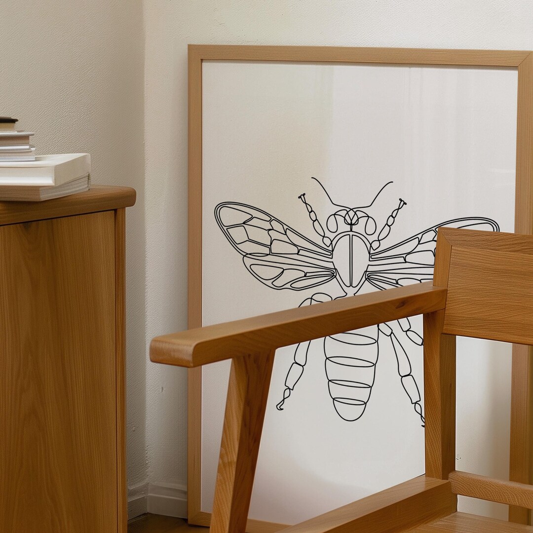 Bee One Line Art, Bumble Bee Line Drawing, Bee Motive Art, Abstract ...