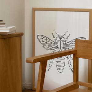 Bee One Line Art, Bumble Bee Line Drawing, Bee Motive Art, Abstract ...