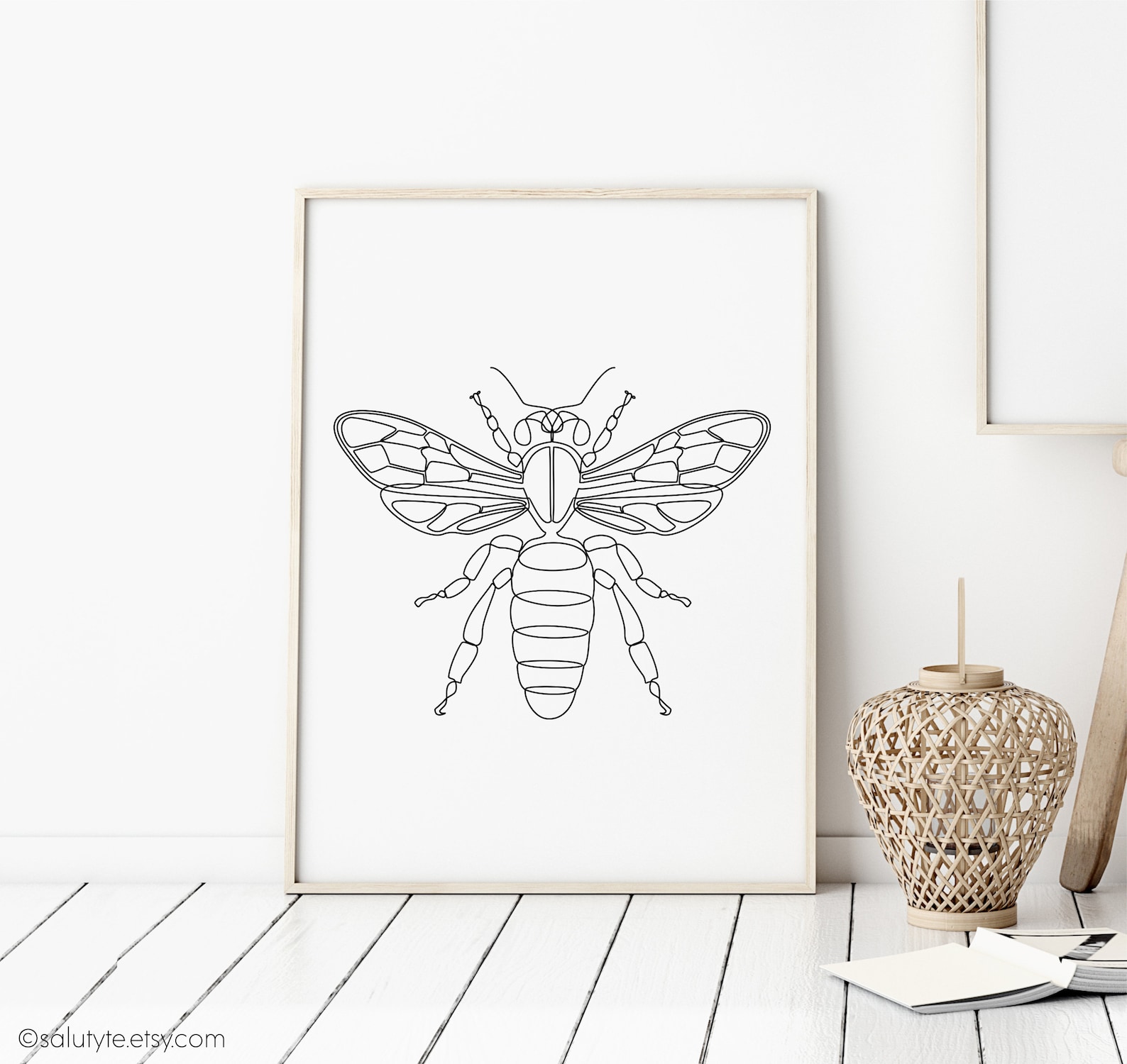 Bee One Line Art Bumble Bee Line Drawing Bee Motive Art | Etsy