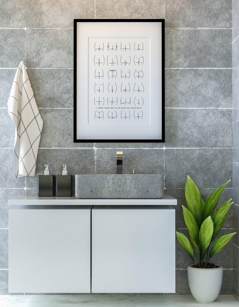 Butt Line Art and Quote Bum Types Drawing Curvy Figure - Etsy