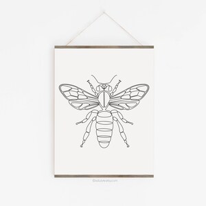 Bee One Line Art, Bumble Bee Line Drawing, Bee Motive Art, Abstract ...