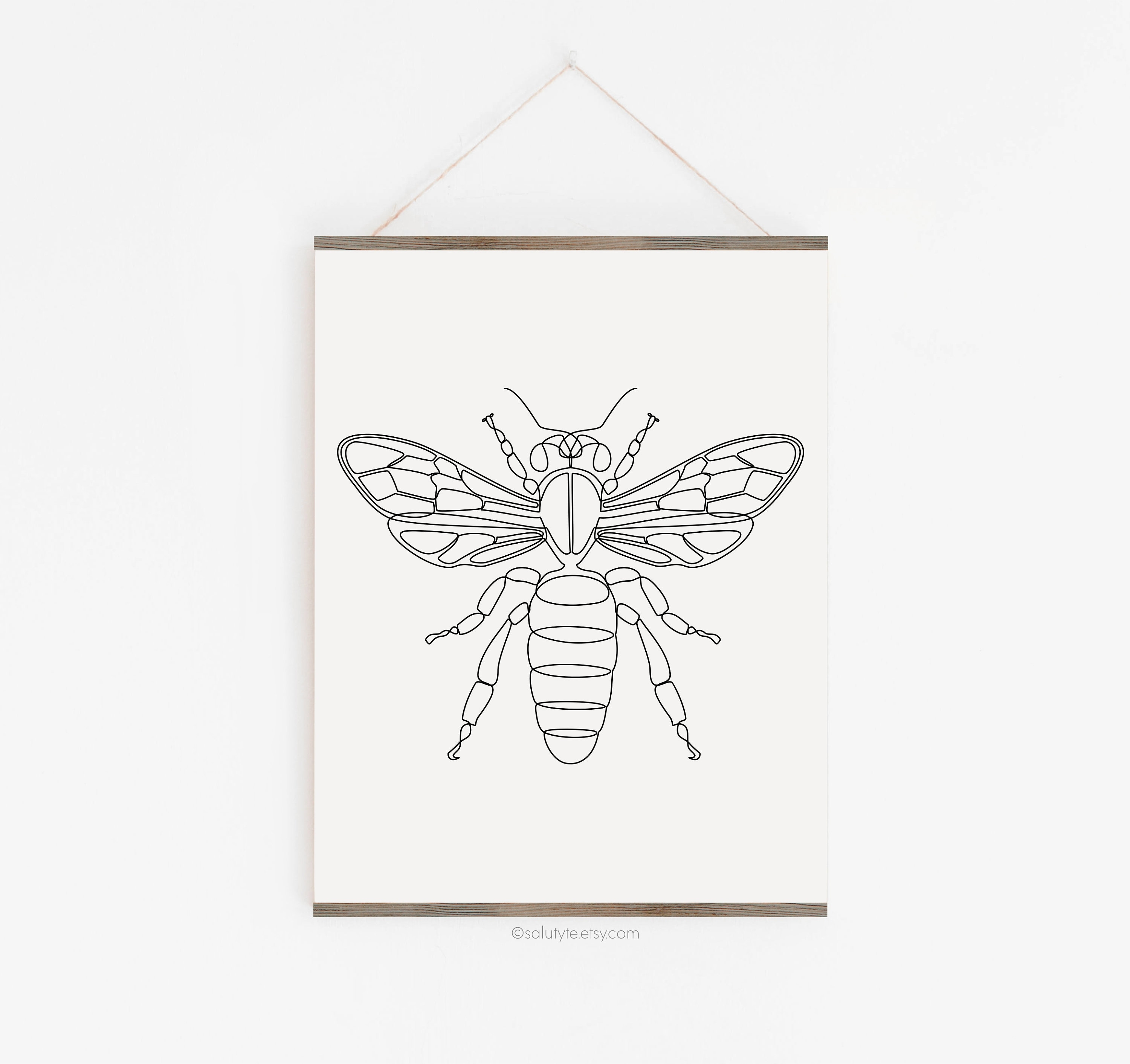 Bee One Line Art Bumble Bee Line Drawing Bee Motive Art | Etsy