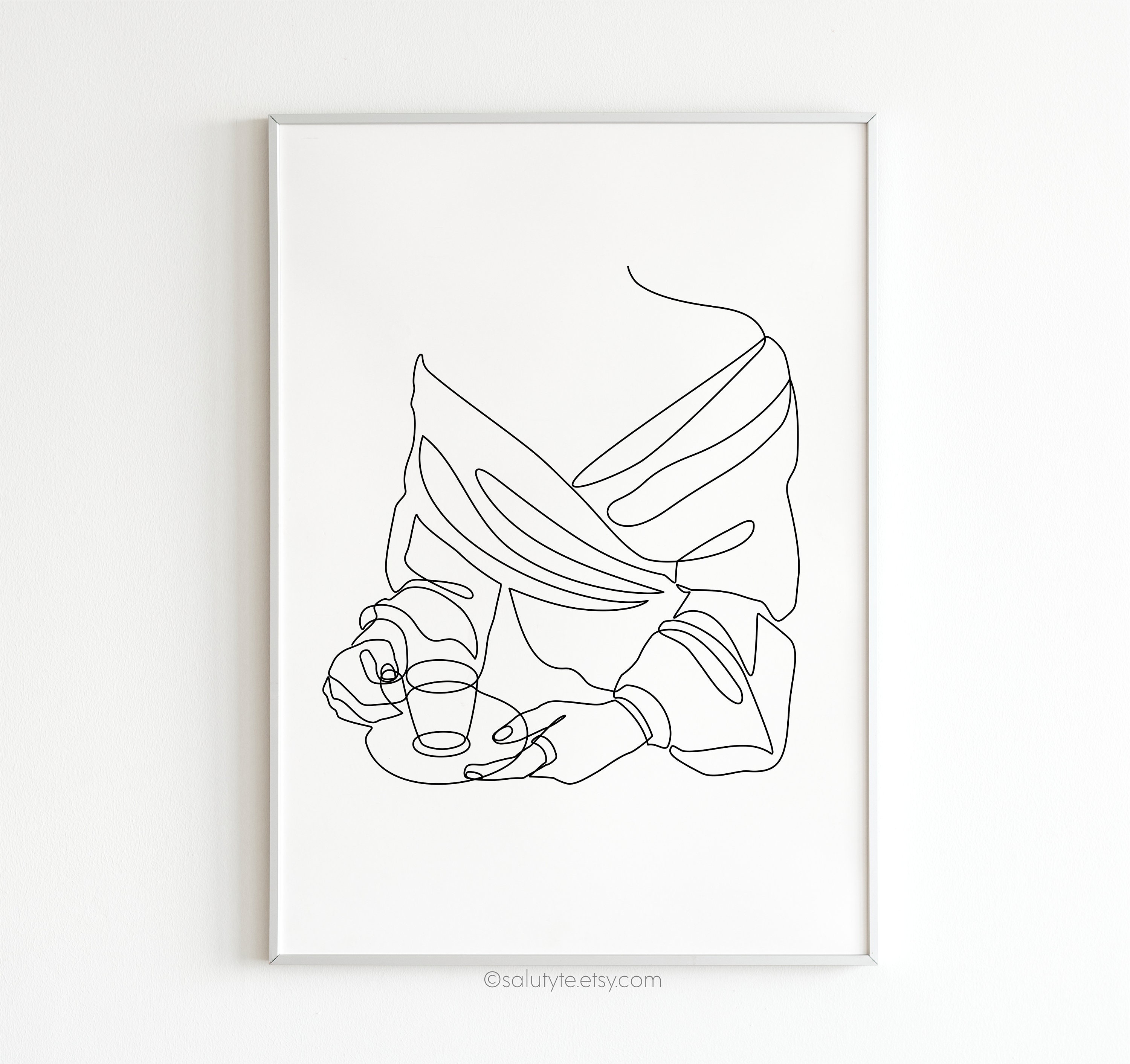 Woman Drinking Tea Print Cup of Tea or Coffee Drawing - Etsy