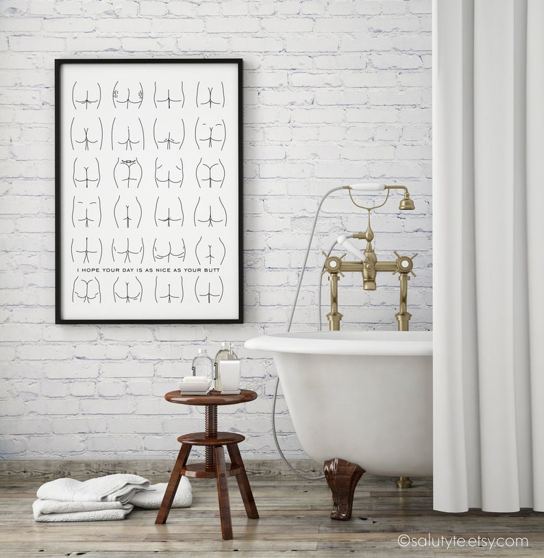 Butt Line Art and Quote Bum Types Drawing Curvy Figure - Etsy