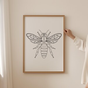 Bee One Line Art, Bumble Bee Line Drawing, Bee Motive Art, Abstract ...