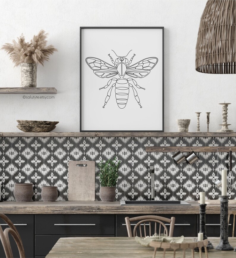 Bee One Line Art Bumble Bee Line Drawing Bee Motive Art - Etsy