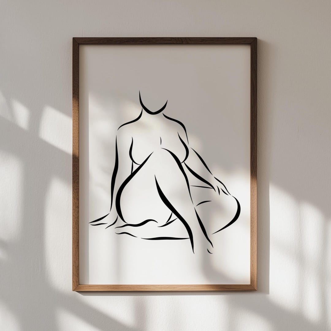Curvy Woman Line Art Print Plus Size Female Figure Minimalist Nude