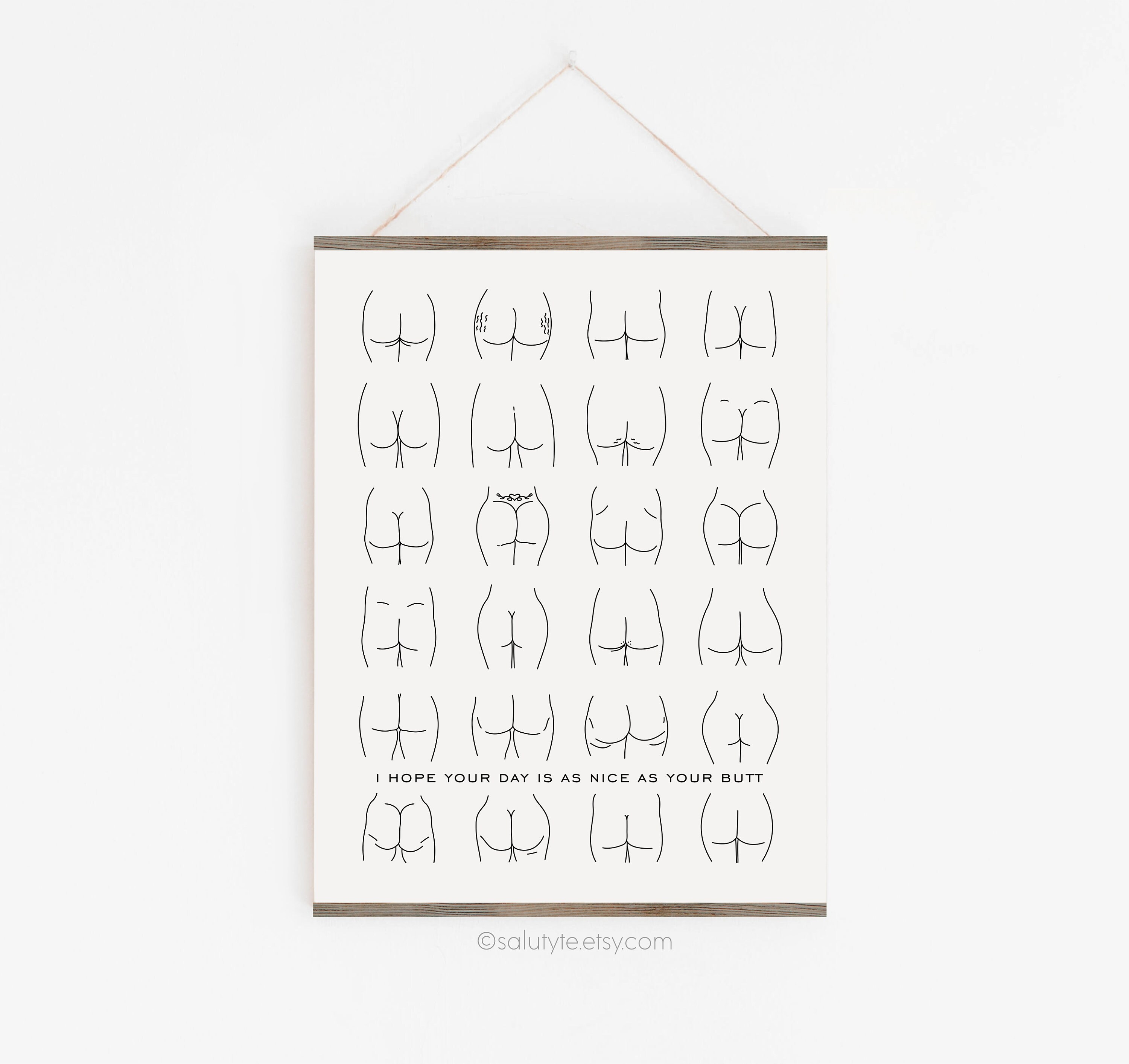 Butt Line Art and Quote Bum Types Drawing Curvy Figure - Etsy UK