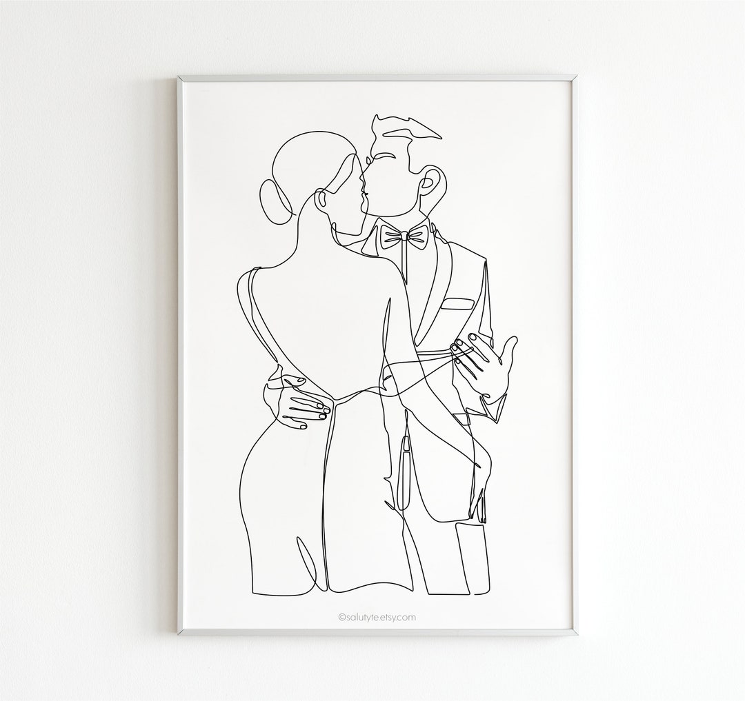 Minimalist Couple Art Modern Couples One Line Art Sexy Scene Drawing ...