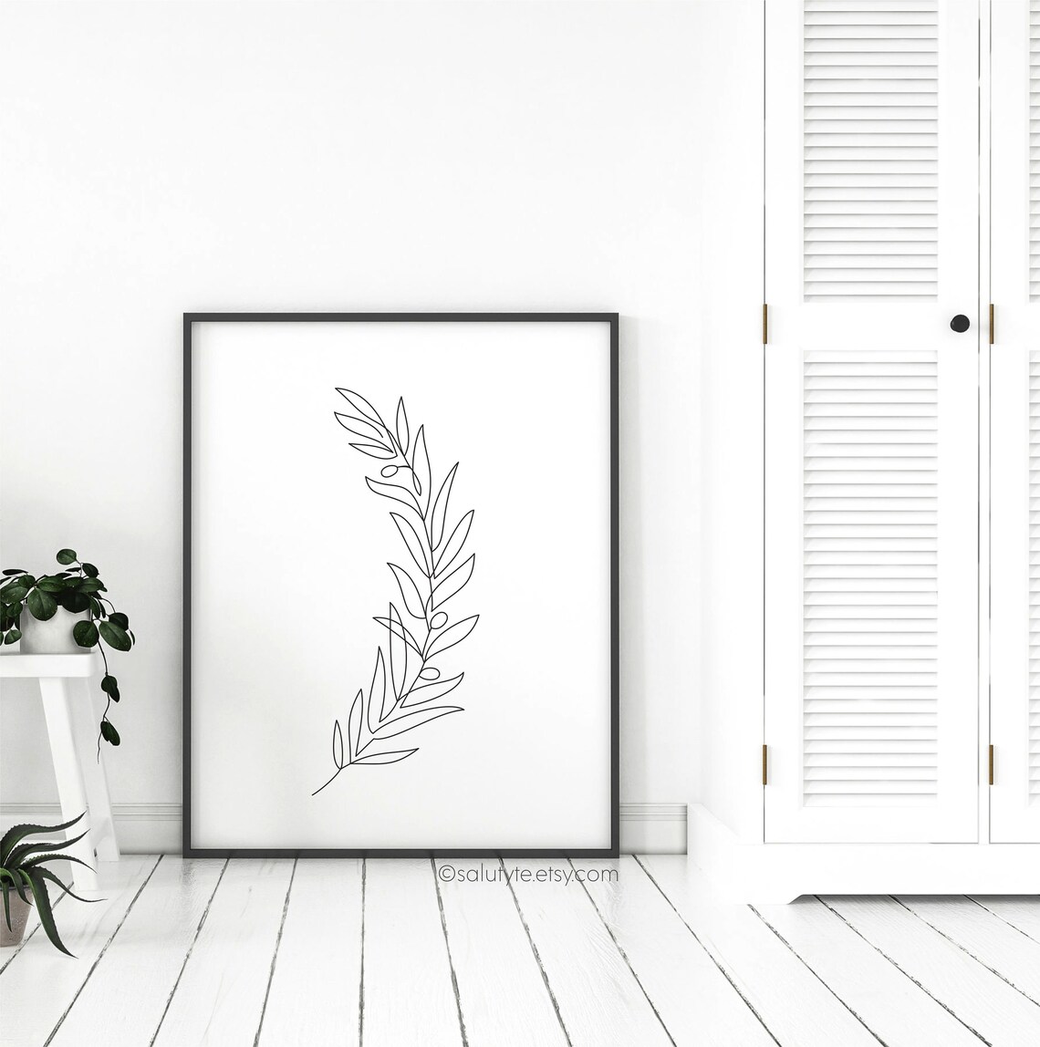 Olive Branch One Line Art Olive Tree Wall Art Olive Plant | Etsy
