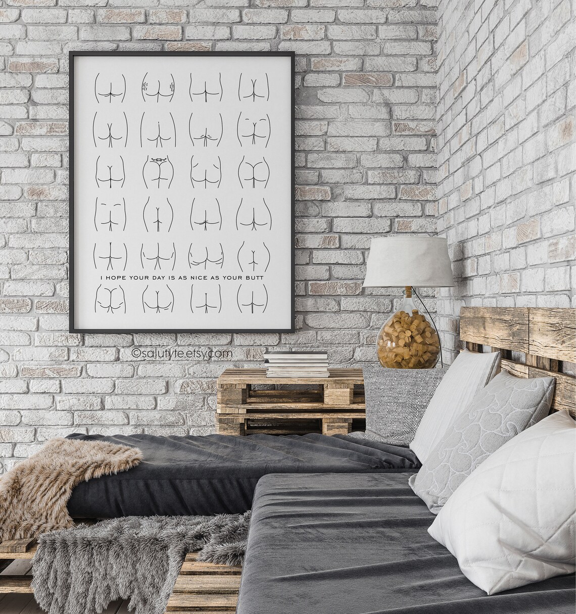 Butt Line Art and Quote Bum Types Drawing Curvy Figure - Etsy UK