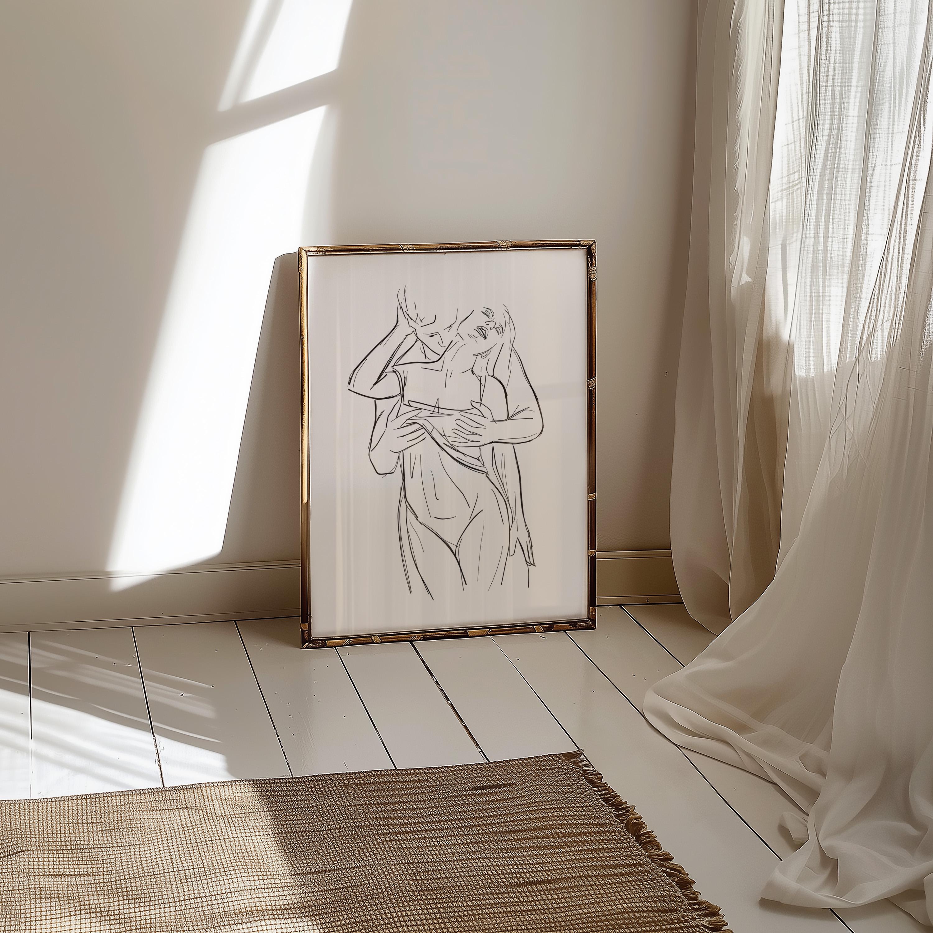 Nude Couple Line Art Print Erotic Lovers Sketch Digital Download Etsy