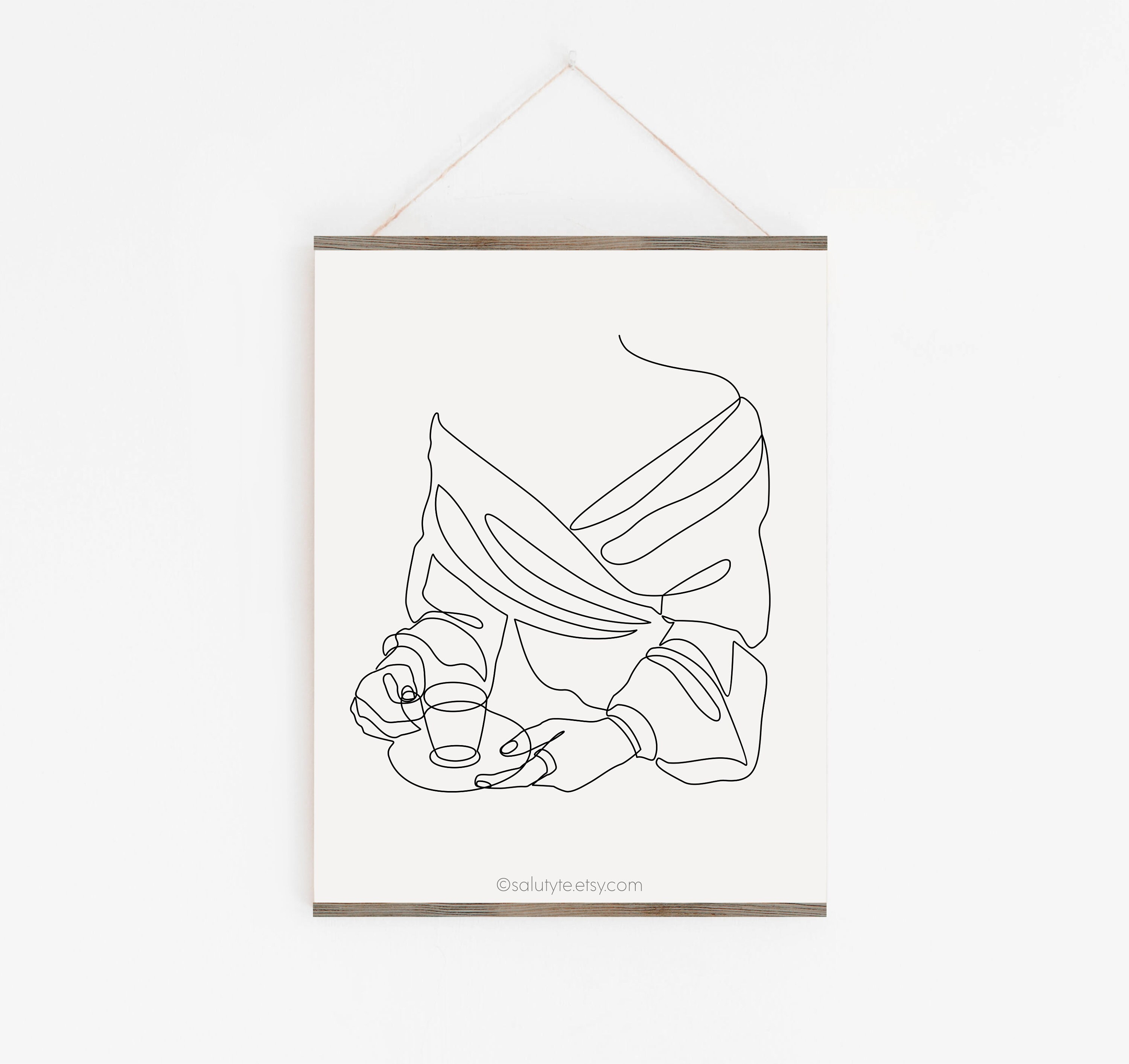 Woman Drinking Tea Print Cup of Tea or Coffee Drawing - Etsy