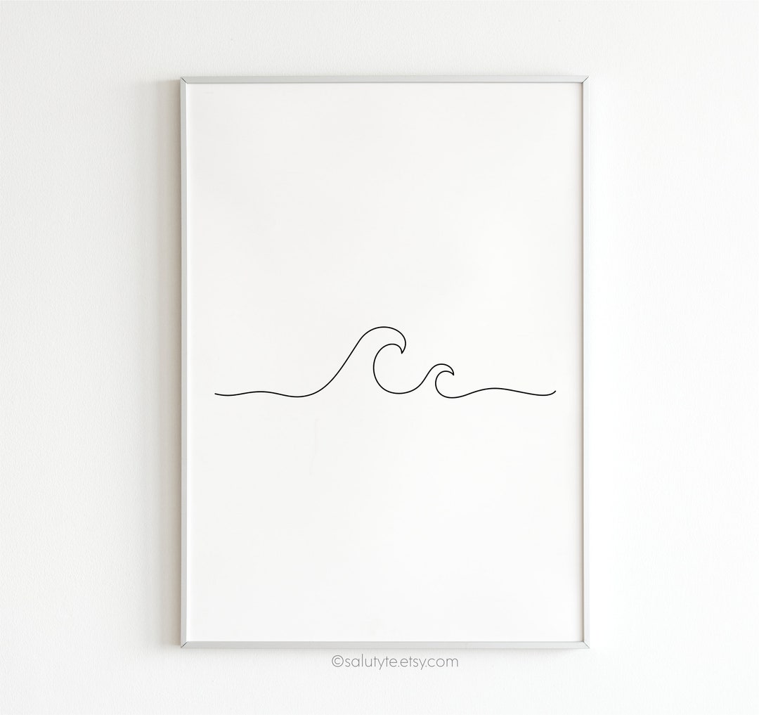 Wave One Line Art Ocean Wave Shapes Printable Art Coastal Wall Art ...