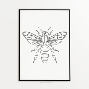 Bee One Line Art Bumble Bee Line Drawing Bee Motive Art - Etsy