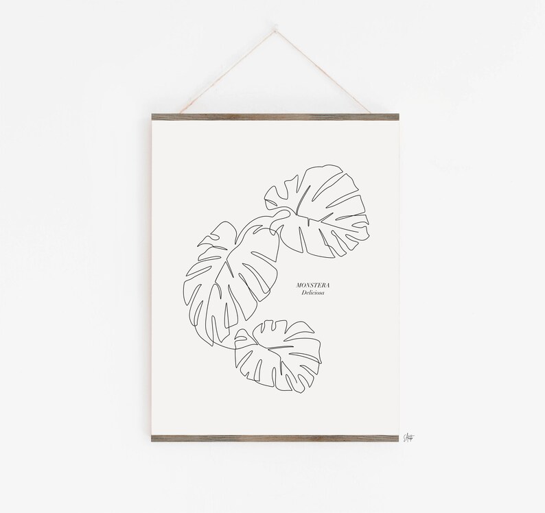 Line Art Monstera Leaves Monstera Deliciosa Drawing | Etsy