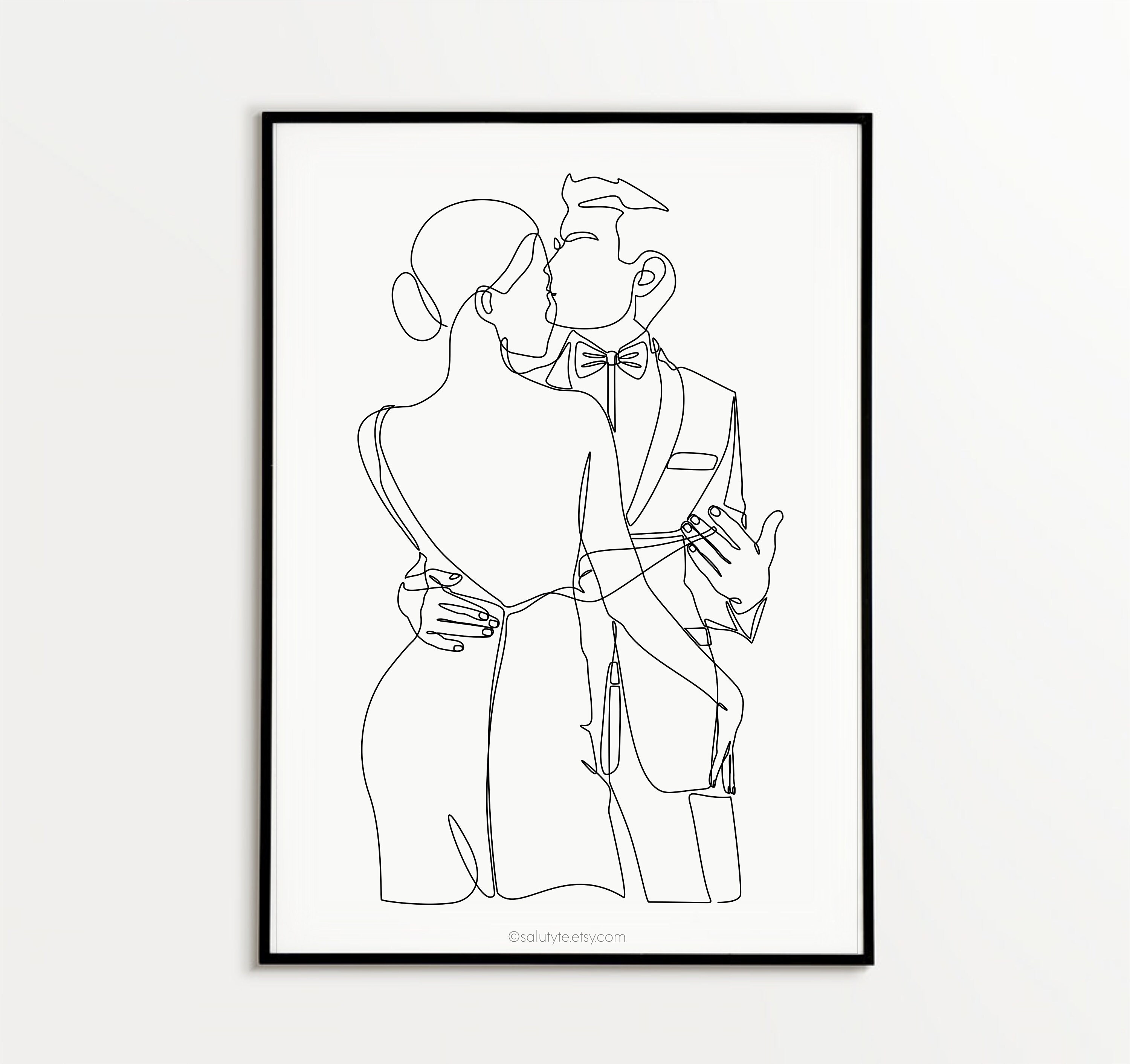 Minimalist Couple Art Modern Couples One Line Art Sexy Scene - Etsy