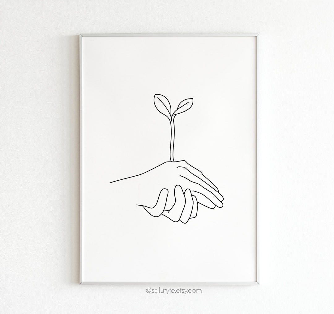 Sprout Printable Line Art, Plant Wall Art, Botanical Art, Spring Art ...
