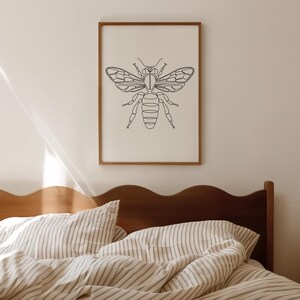 Bee One Line Art, Bumble Bee Line Drawing, Bee Motive Art, Abstract ...