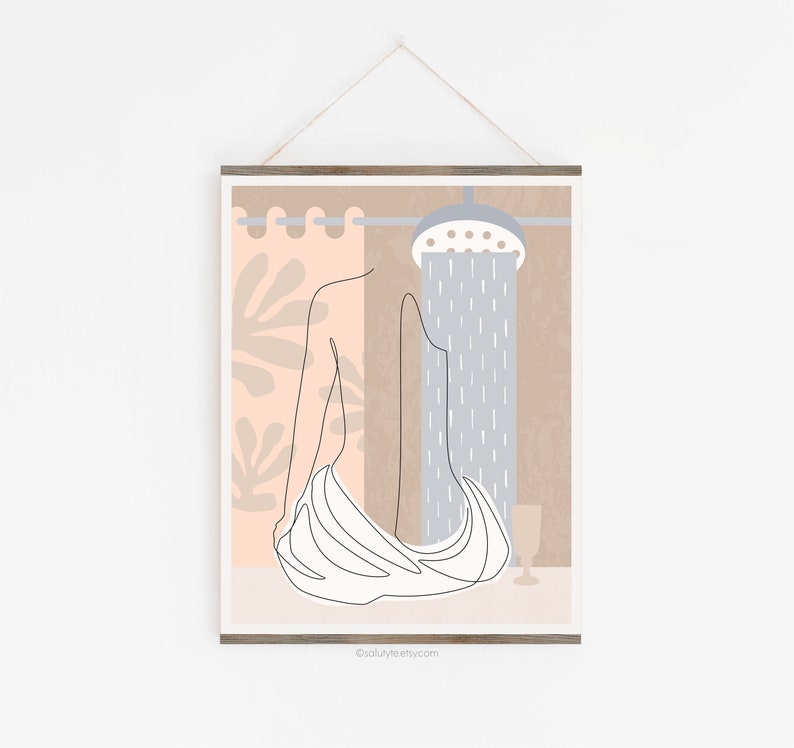 Girl With Towel Art Girl Taking Shower Art Print Woman in | Etsy