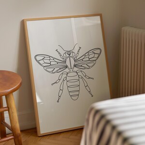 Bee One Line Art, Bumble Bee Line Drawing, Bee Motive Art, Abstract ...