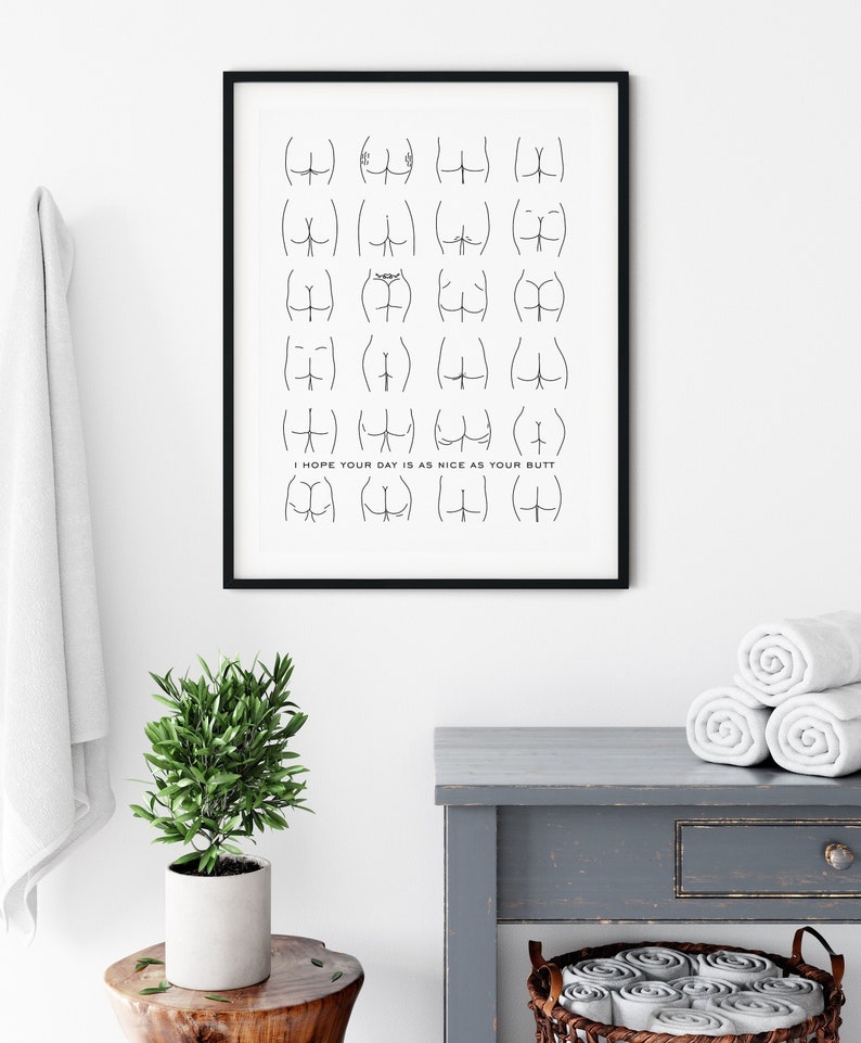 Butt Line Art and Quote Bum Types Drawing Curvy Figure - Etsy
