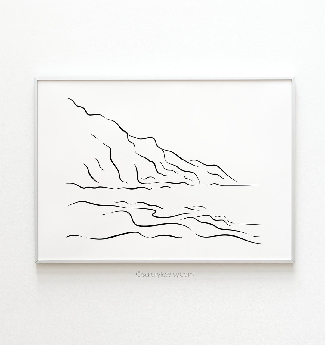 Dessin au trait côte, dessin au trait plage, dessin au trait vacances ...