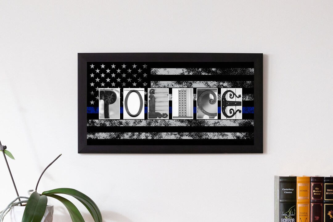 Police Thin Blue Line Photo Sign | Letter Picture Art | Alphabet ...