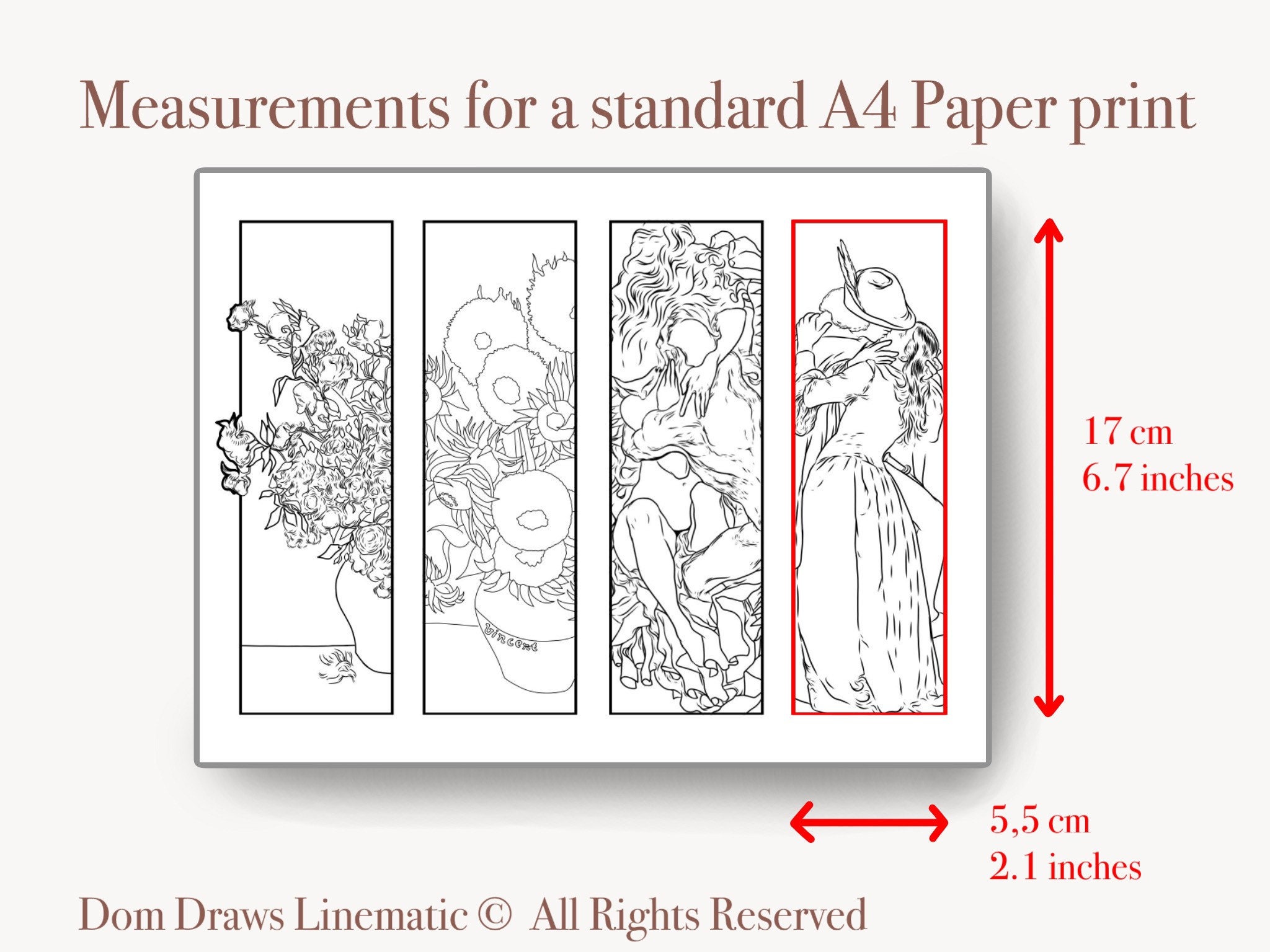 24 Coloring Bookmarks | Famous Art Coloring Pages, Van Gogh, Klimt ...