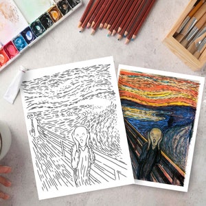 The Scream Edvard Munch, Adult Coloring Detail Hand-drawn Printable ...
