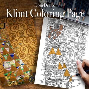 Gustav Klimt Coloring Detail Hand-drawn Printable Page | Expectation ...