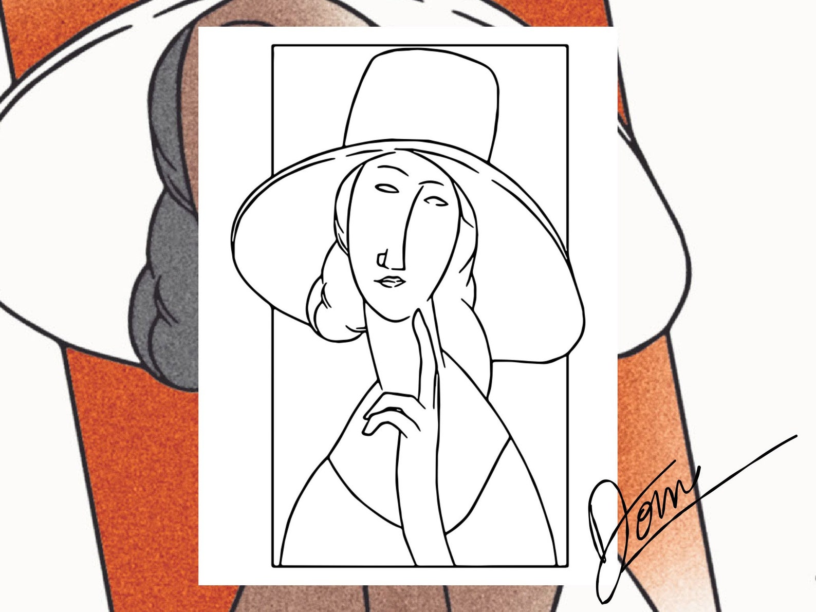 Modigliani Women Coloring 2 Hand-drawn Printable Page | Amedeo ...