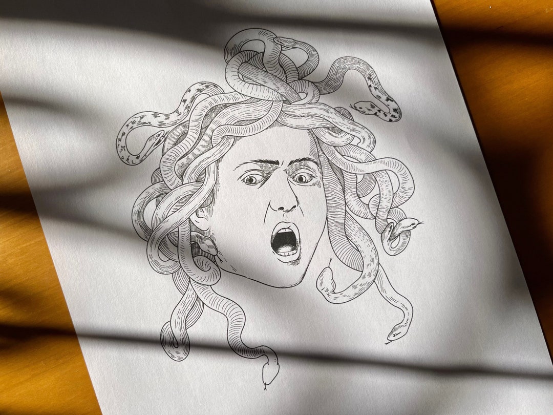 Adult Coloring Medusa Caravaggio Hand - Drawn Michelangelo Merisi ...