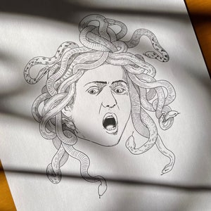 Adult Coloring Medusa Caravaggio Hand - Drawn Michelangelo Merisi ...