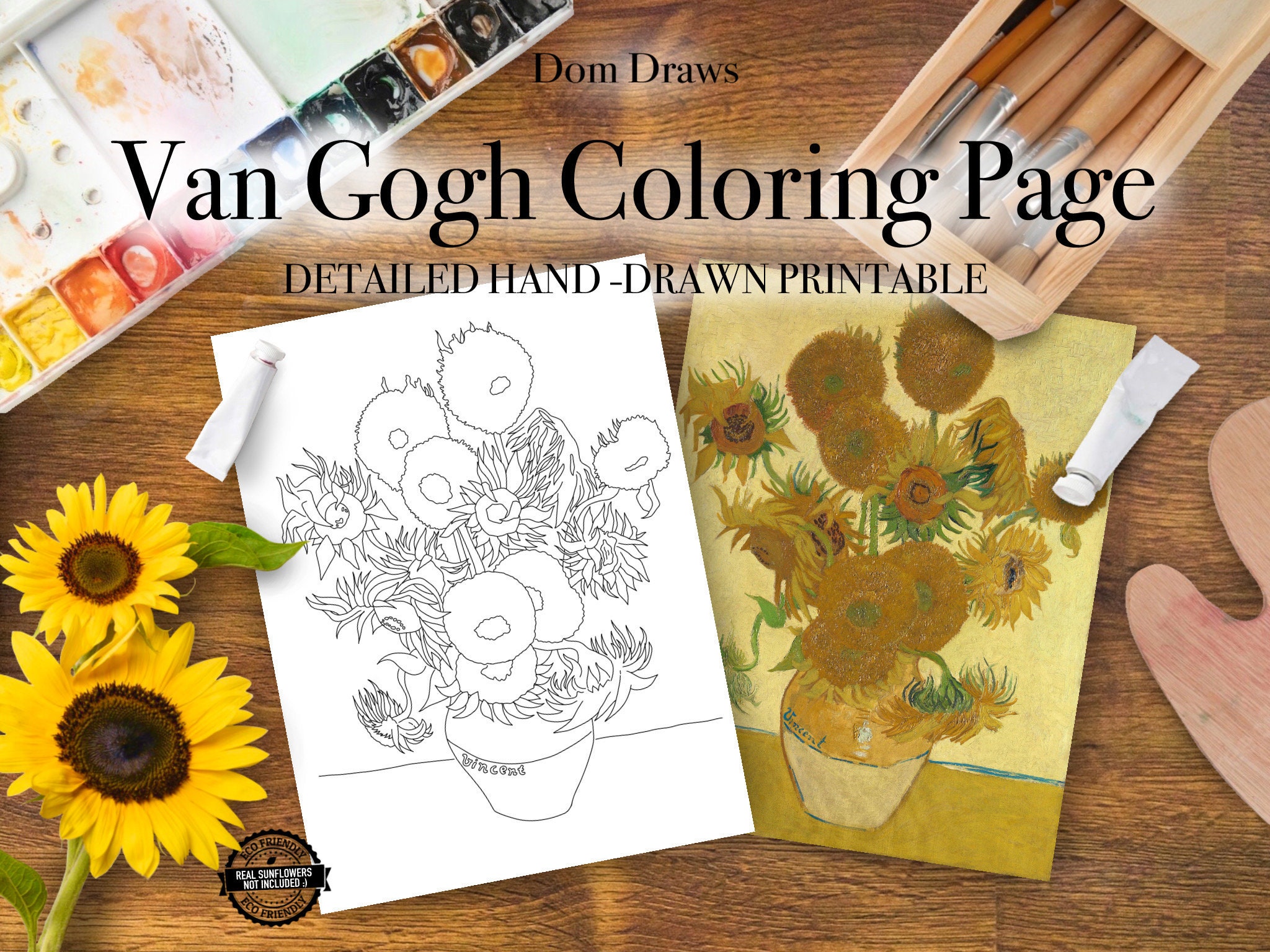 Van Gogh Coloring Pages Sunflowers